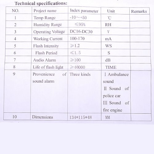 Fire Alarm Siren Red Sound and White Flash Light f... – Grandado