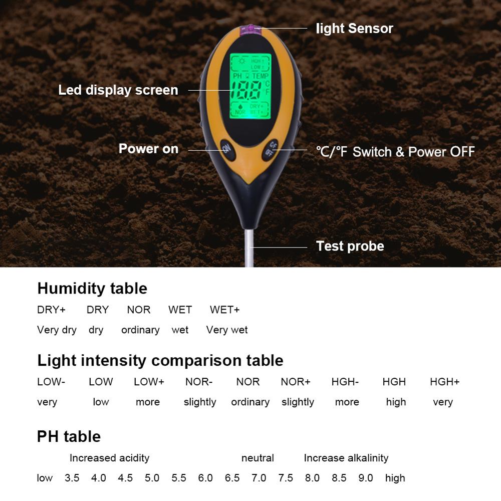 Four-in-one Soil Tester, Portable PH Soil Moisture... – Grandado