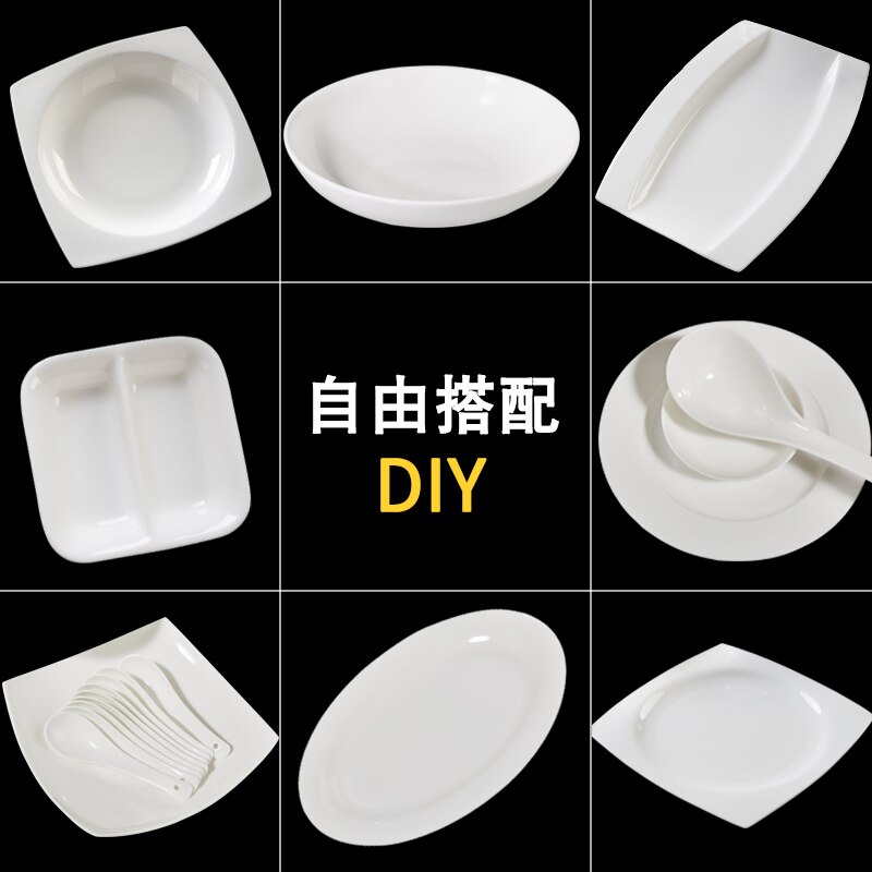 Ceramic plate 8 inch dish plate set white bone chi... – Grandado