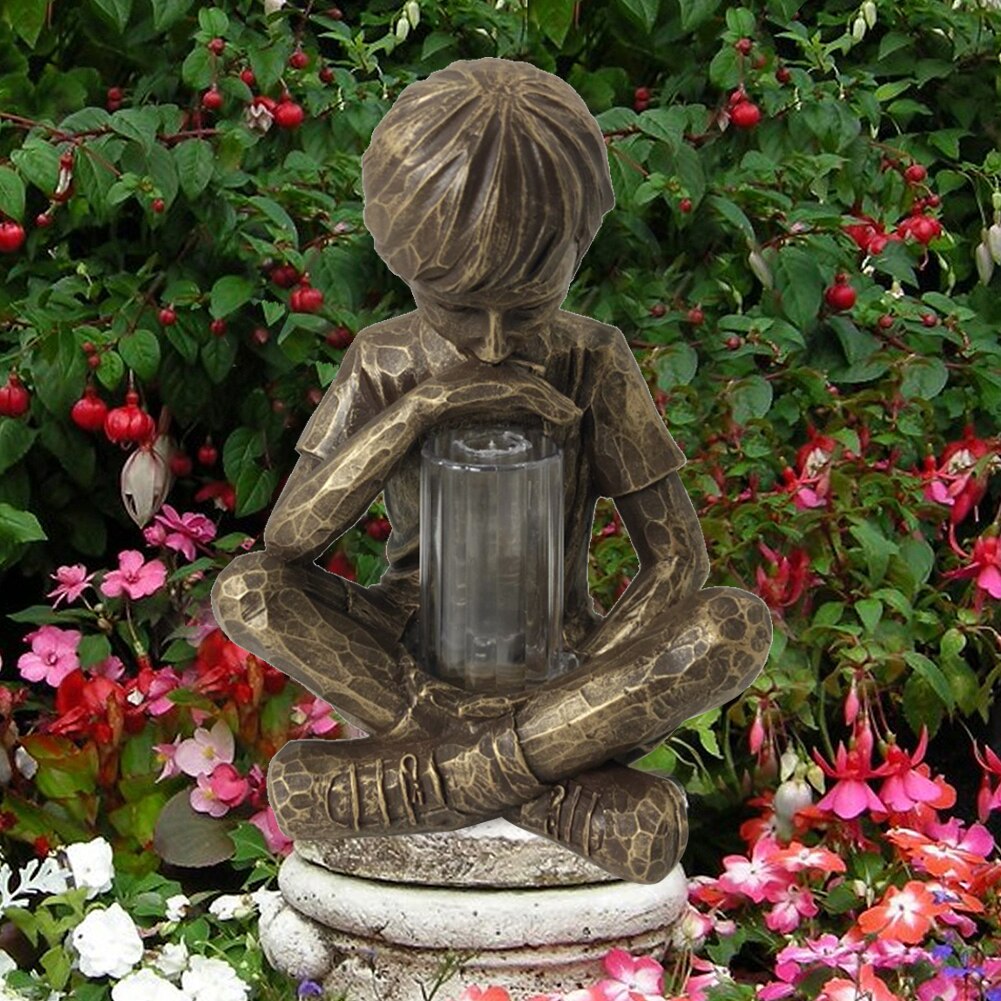 Resin Prodigy Statue Outdoor Park LED Children Scu... – Grandado