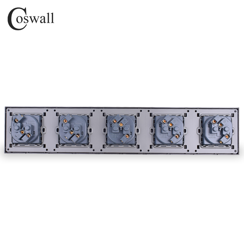 COSWALL 5 Gang Wall Power Socket Grounded 16A EU S... – Grandado