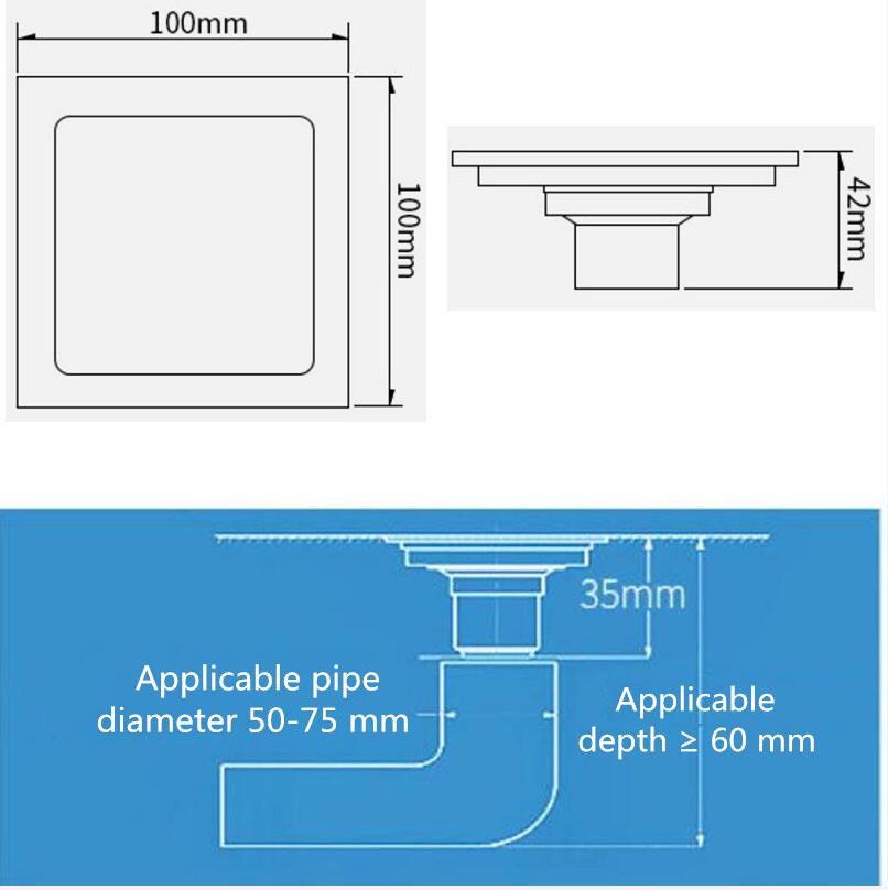 10x10 cm Vierkante Rvs Afvoerputje Linear Douche D... – Vicedeal