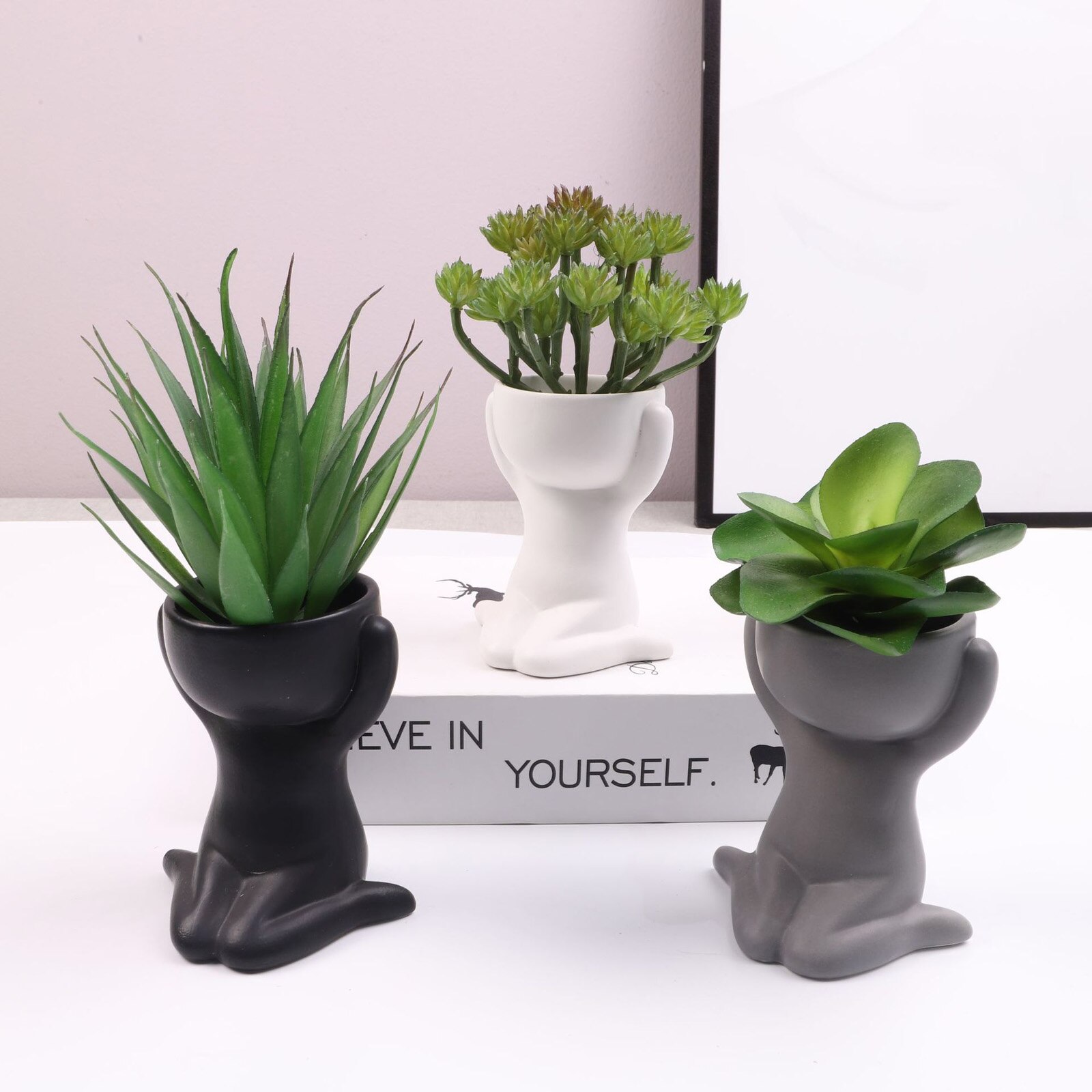Humanoid Ceramic Flower Pot Plant Pot Ceramic Craf... – Grandado