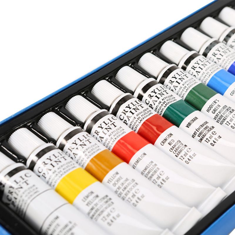 12 Colors Acrylic Paints Set 12ml Tubes Drawing Pa... – Grandado