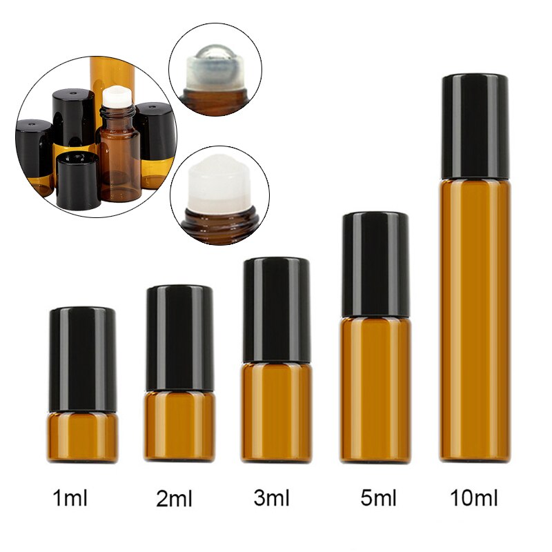5 Stuks 1Ml 3Ml 5Ml 10M Amber Glas Roll On Fles Me... – Grandado
