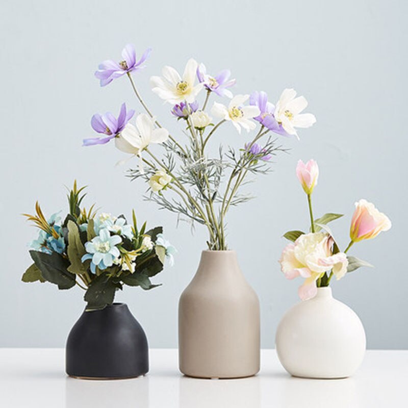 Modern Simple Nordic Ceramic Vase Khaki White Soli... – Vicedeal