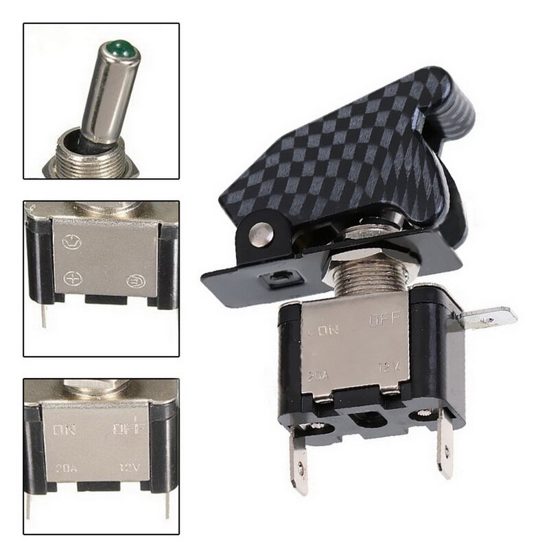 12V20ALED car switch rocker switch with carbon fib... – Grandado