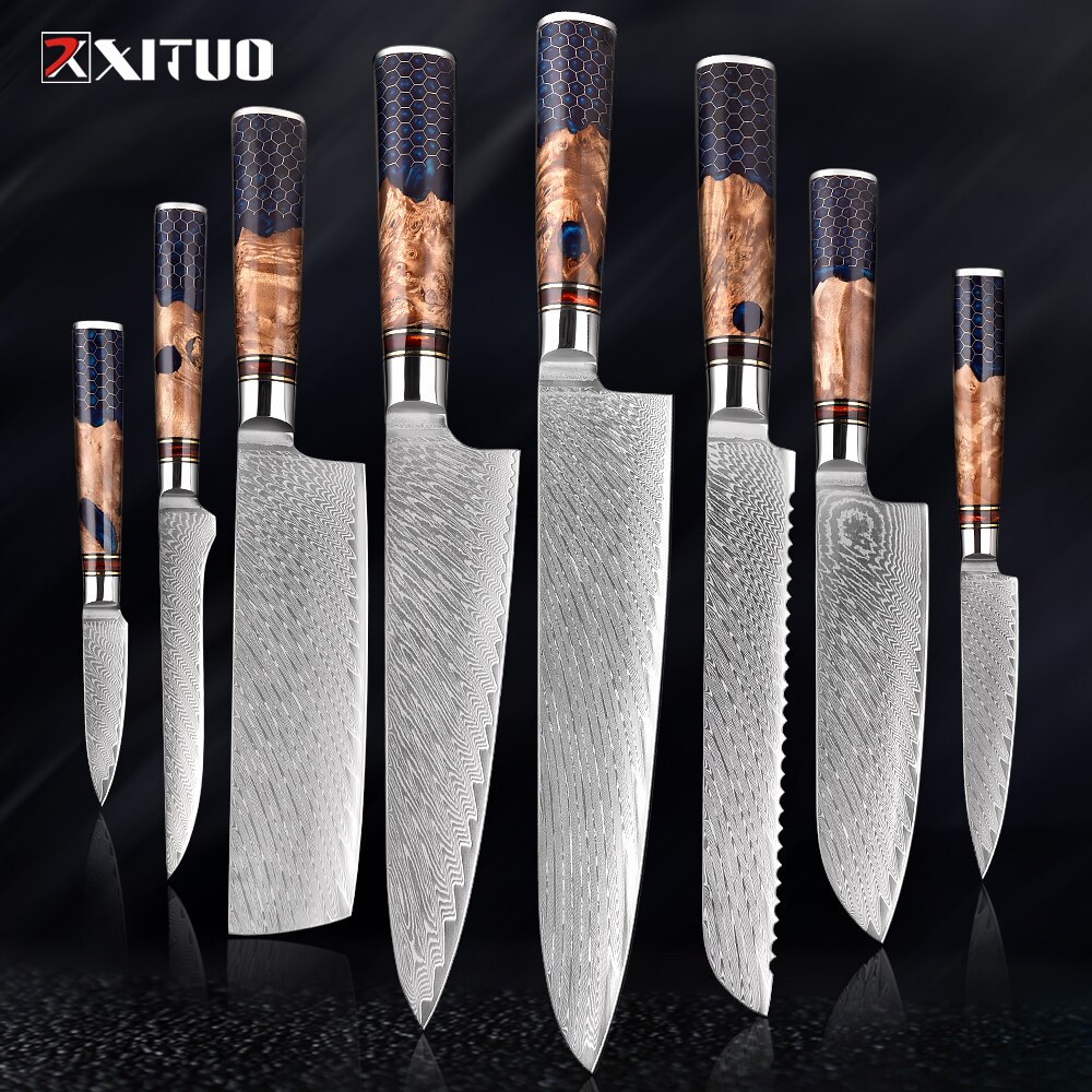 XITUO 67 Layer Damascus Steel Kitchen Knives Set S... – Grandado