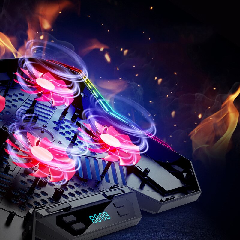 Gaming Laptop Cooler Six Fan Two USB Port Led RGB ... – Grandado