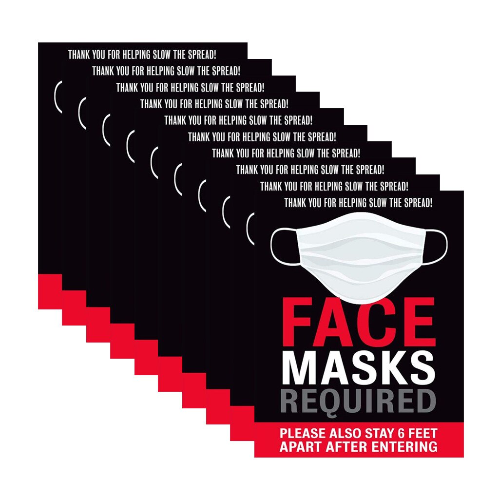 Face masks required Sign Decal Sticker warning Pro... – Vicedeal