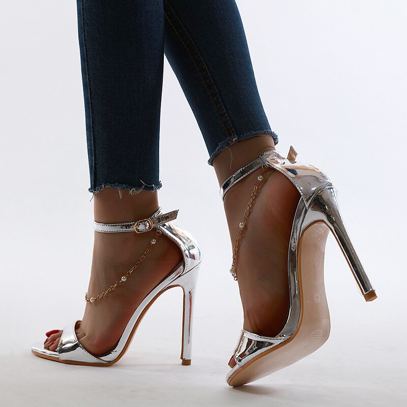 LEOPARD LAND Rhinestone Sandals Fine High Heels Me... – Grandado