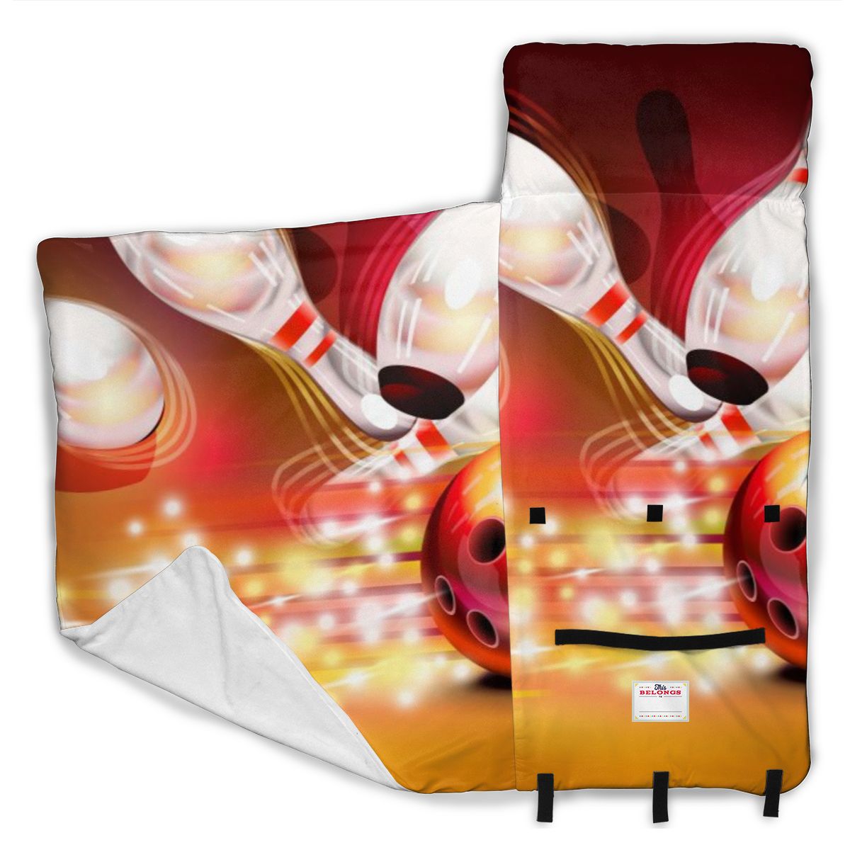 Red Bowling Ball Crashing Into The Pins Nap Mat wi... – Grandado