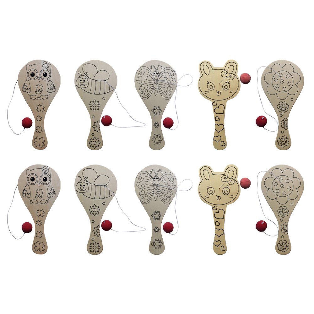 10PCS Hand-Painted Wooden Racket Kids Game Props C... – Vicedeal