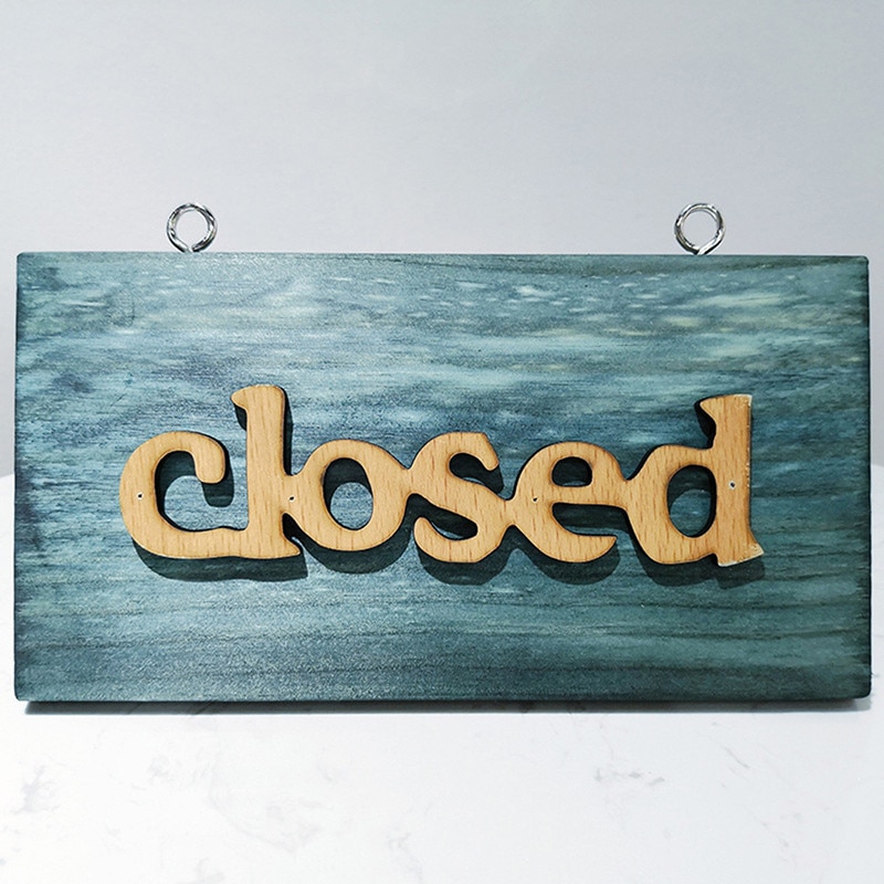 Blue Wood Poster Wooden Open Closed Welcome Sign P... – Vicedeal
