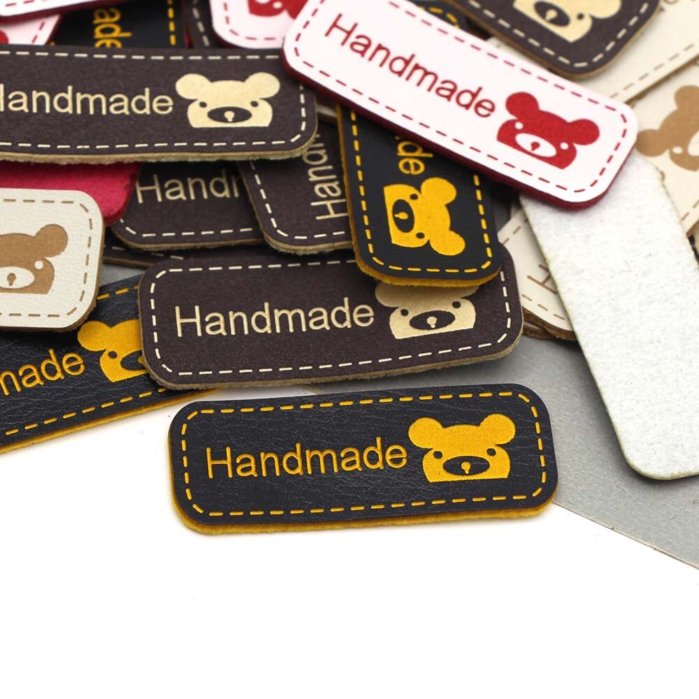 50Pcs Handmade Tags Koala Hand Made Labels PU Leat... – Grandado