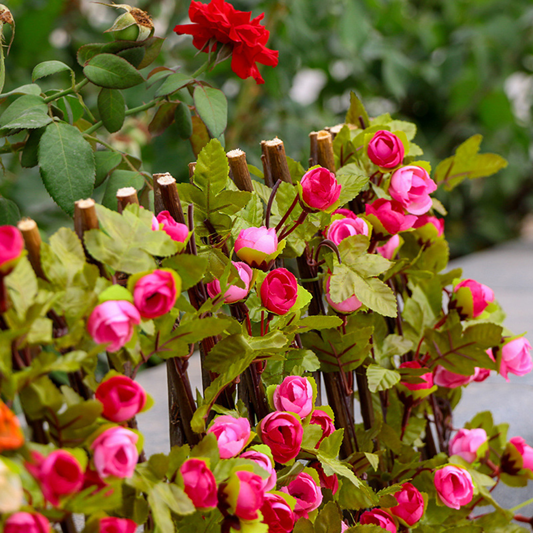 Artificial Rose Flower Garden Privacy Fence Wall L... – Grandado