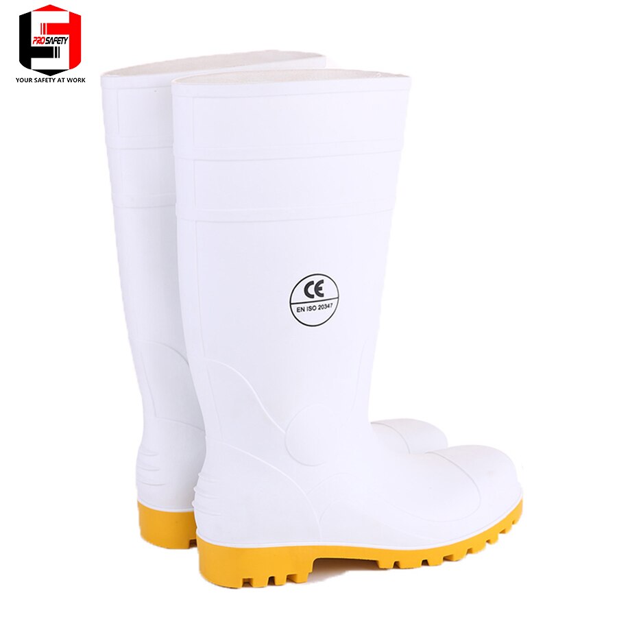 PRO SAFETY PVC Steel Head Rain Boots White Chemica... – Grandado