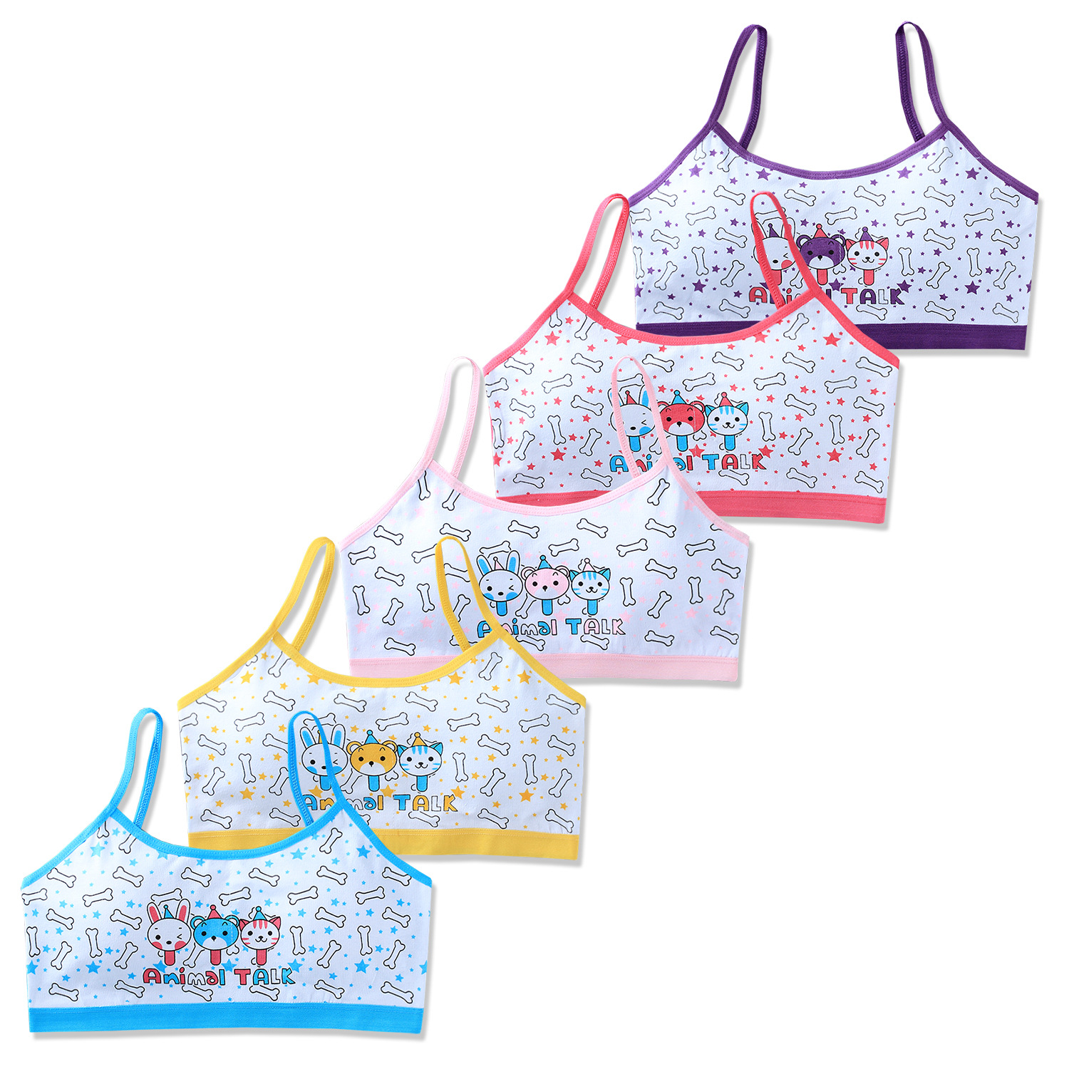 5Pcs Children Girl Bra Cotton Letters Printed Teen... – Vicedeal