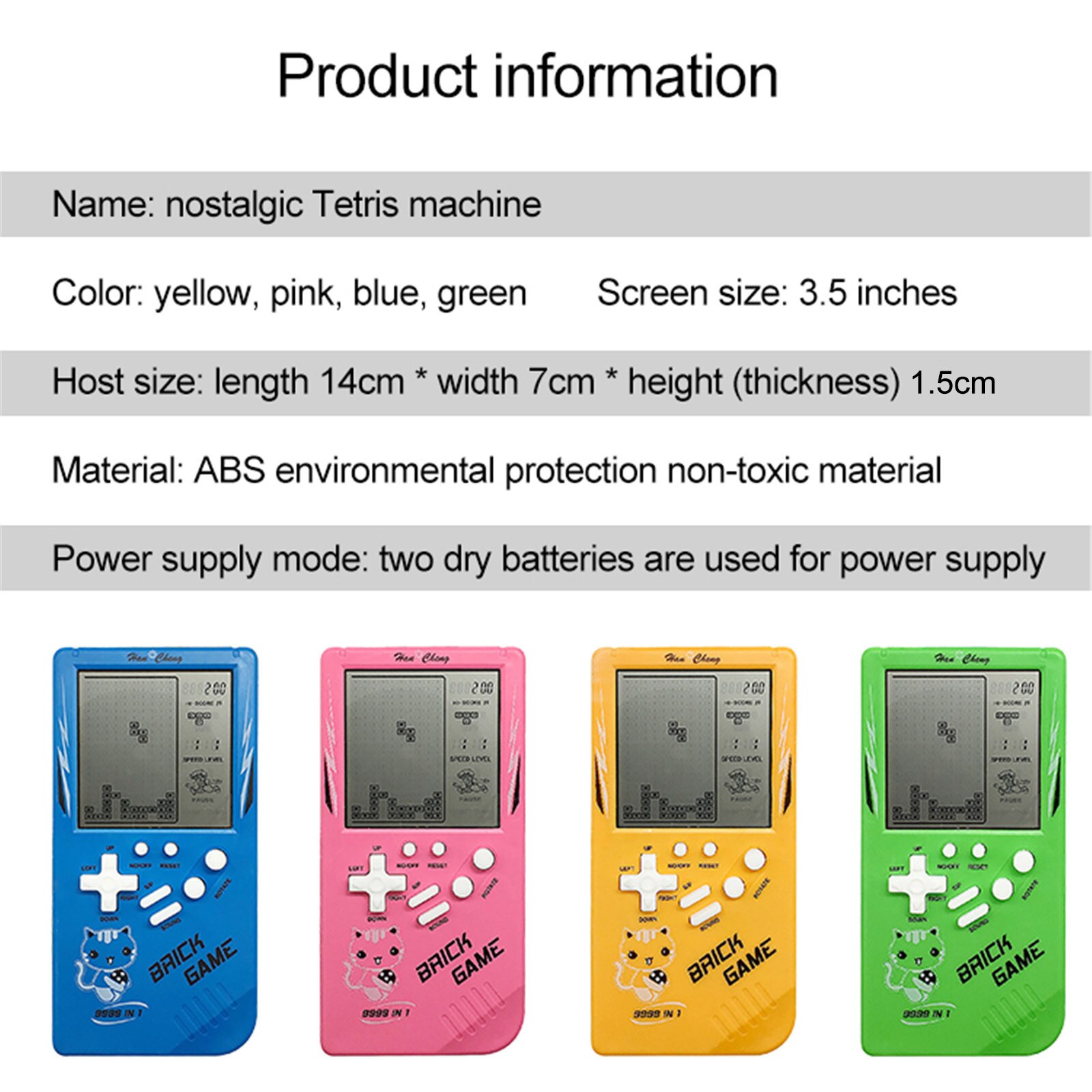 Large Screen Brick Game 3.5 Inches Hand Held Class... – Grandado