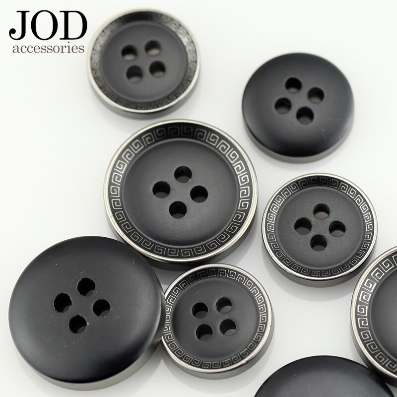 Size:15-25mm 5pcs Black Silver Resin Buttons for C... – Grandado