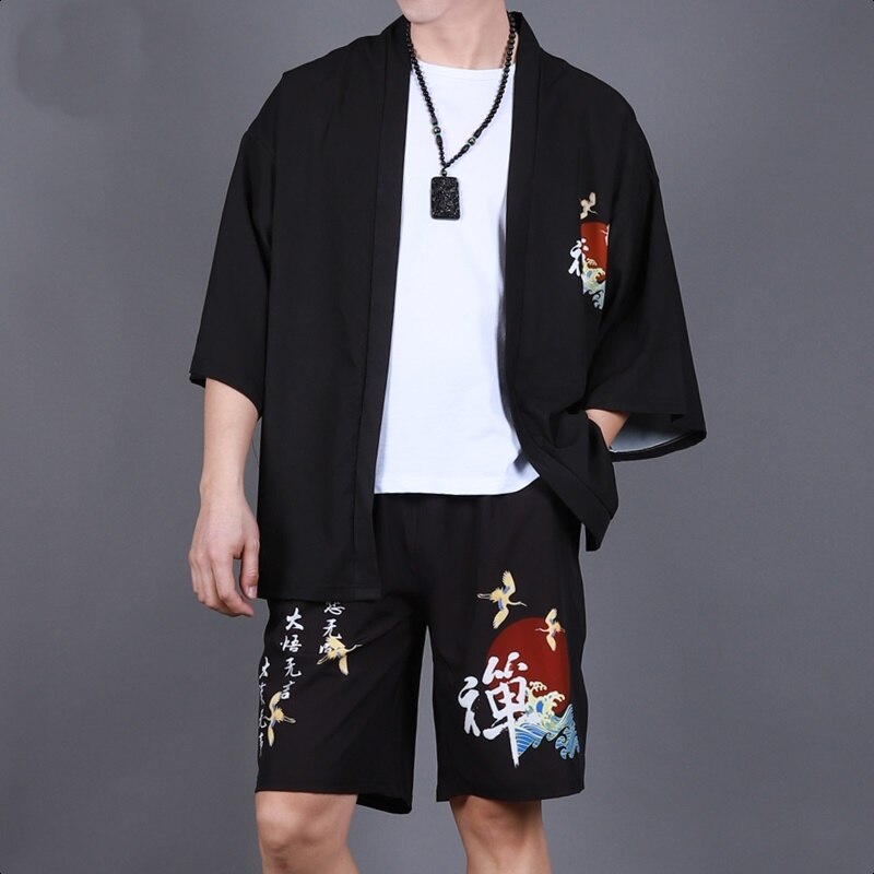 Yukata haori men Japanese kimono cardigan men samu... – Grandado
