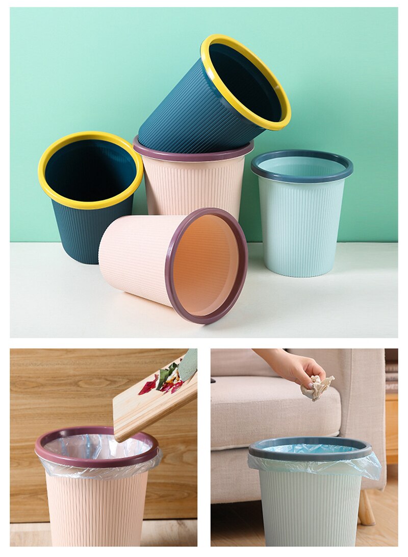 Simple Plastic Pressure Ring Trash Bin Household U... – Grandado