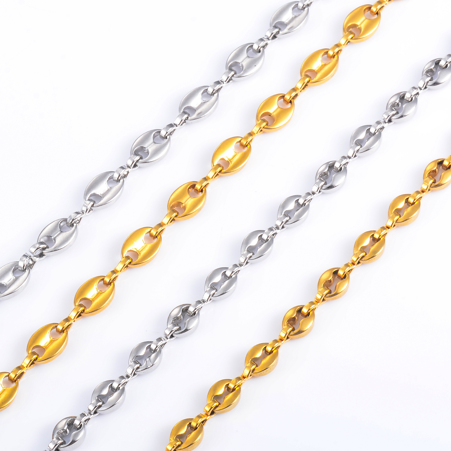 5mm 4.5mm Stainless Steel Coffee Bean Chains Gold ... – Grandado