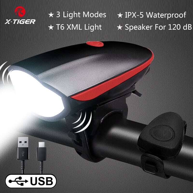 X-TIGER Bike Horn Licht Fahrrad Lichter USB Lade F... – Vicedeal