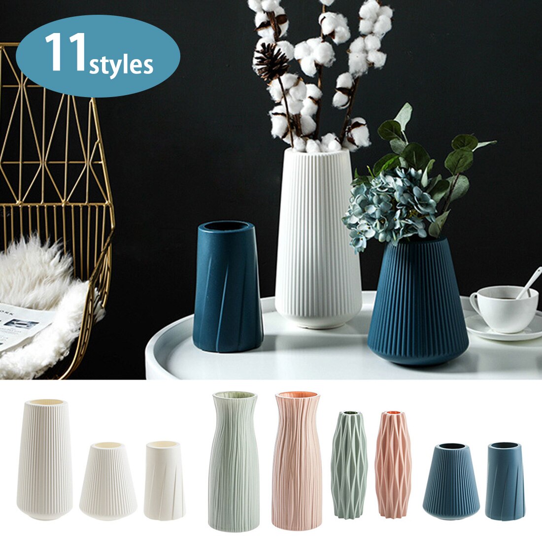 Nordic plastic vase, bedroom and living room decor... – Grandado