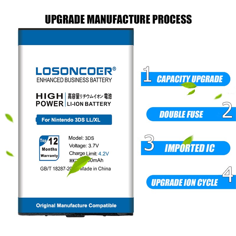 LOSONCOER 3300mAh GENCA-029 Battery For Nintendo 3... – Vicedeal