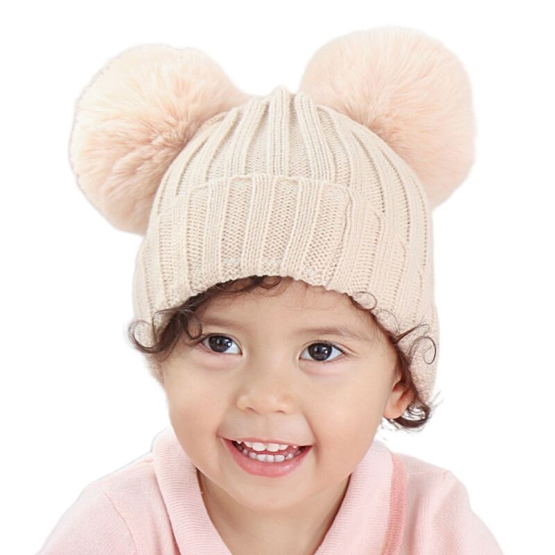 Toddler Kids Chunky Crochet Knitted Hat Solid Colo... – Grandado