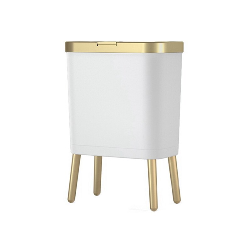 Luxury White Gold Trash Can 15L Large-Capacity wit... – Grandado