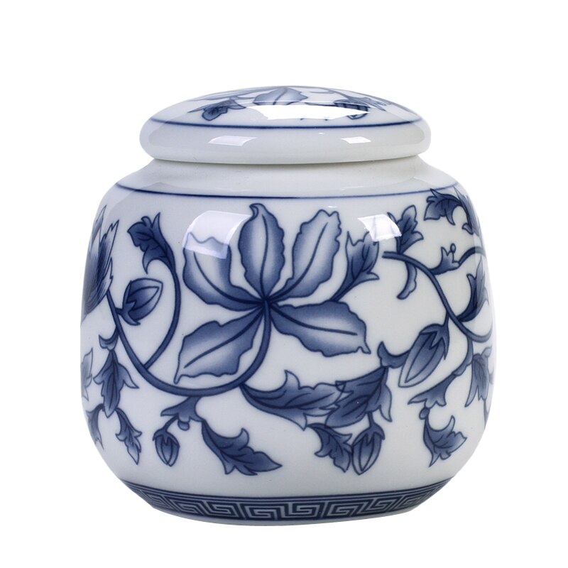Retro Ceramic Tea Canister Living Room Desktop Blu... – Grandado