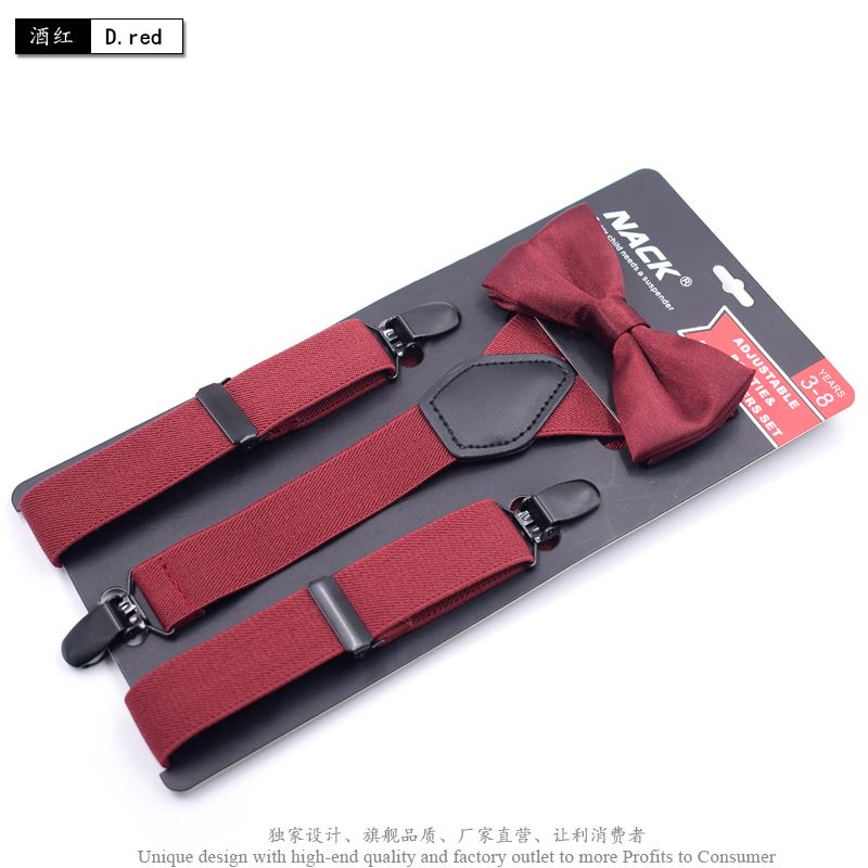 Black Children Suspender Bowtie Set Polyester Kids... – Vicedeal