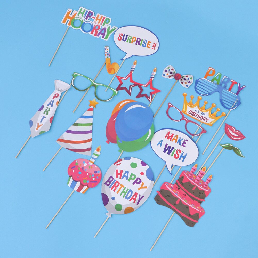 18pcs Birthday Photo Props Kit Funny Paper Mask DI... – Vicedeal