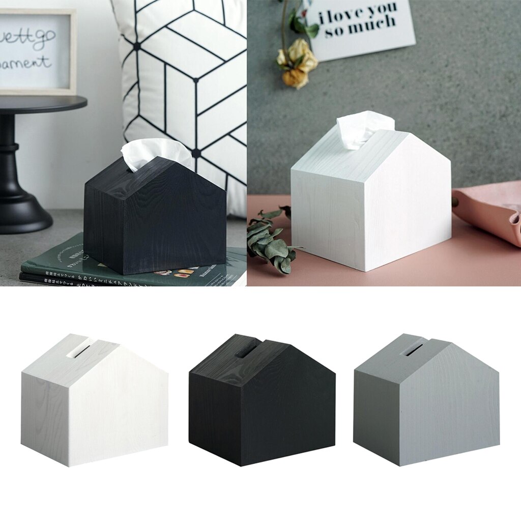 Wooden Tissue Box Holder House Shaped Napkin Case ... – Vicedeal
