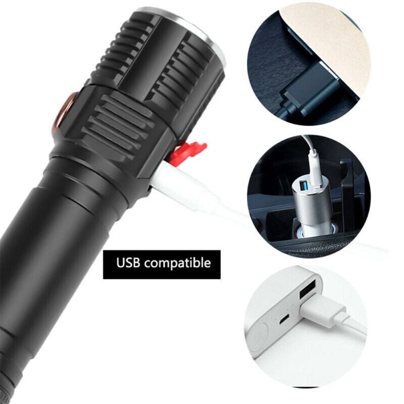 Portable T6 LED Flashlight Torch USB Rechargeable ... – Grandado