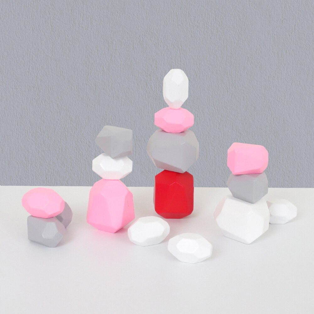 Kids Wooden Colored Stone Building Block Education... – Vicedeal