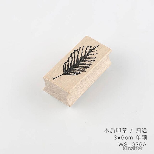 Vintage Natural Plant Leaf Decoration Stamp Wooden... – Grandado