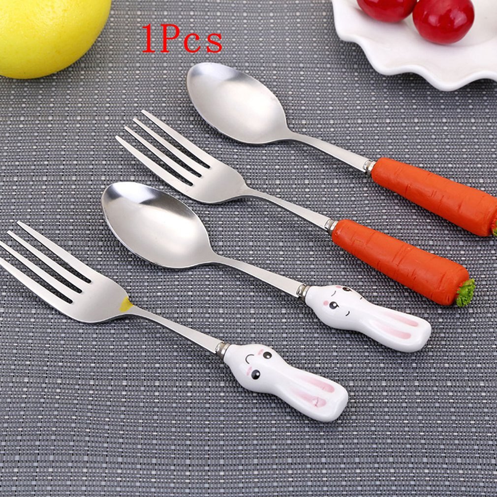 Stainless Steel Cartoon Tableware Spoon Child Fork... – Vicedeal