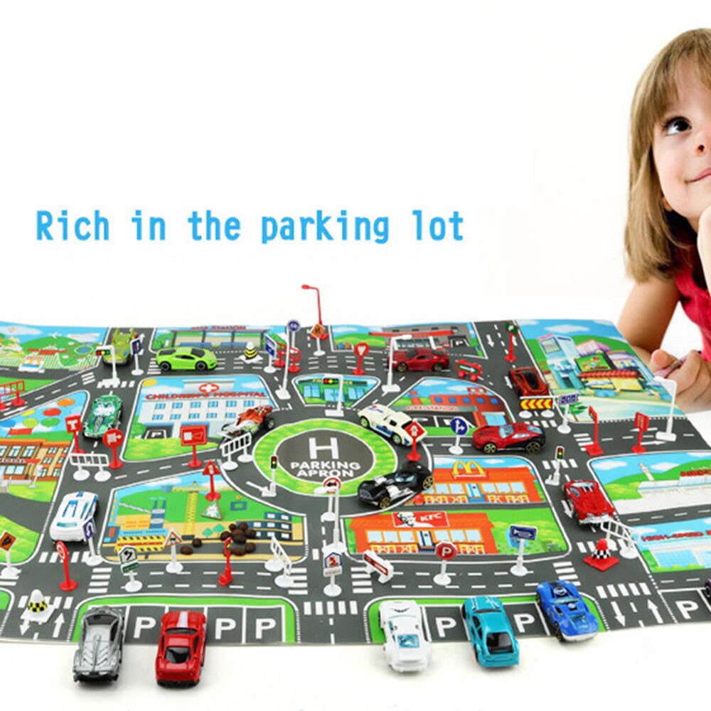 Baby Kids Play Mat City Road Buildings Parking Map... – Vicedeal