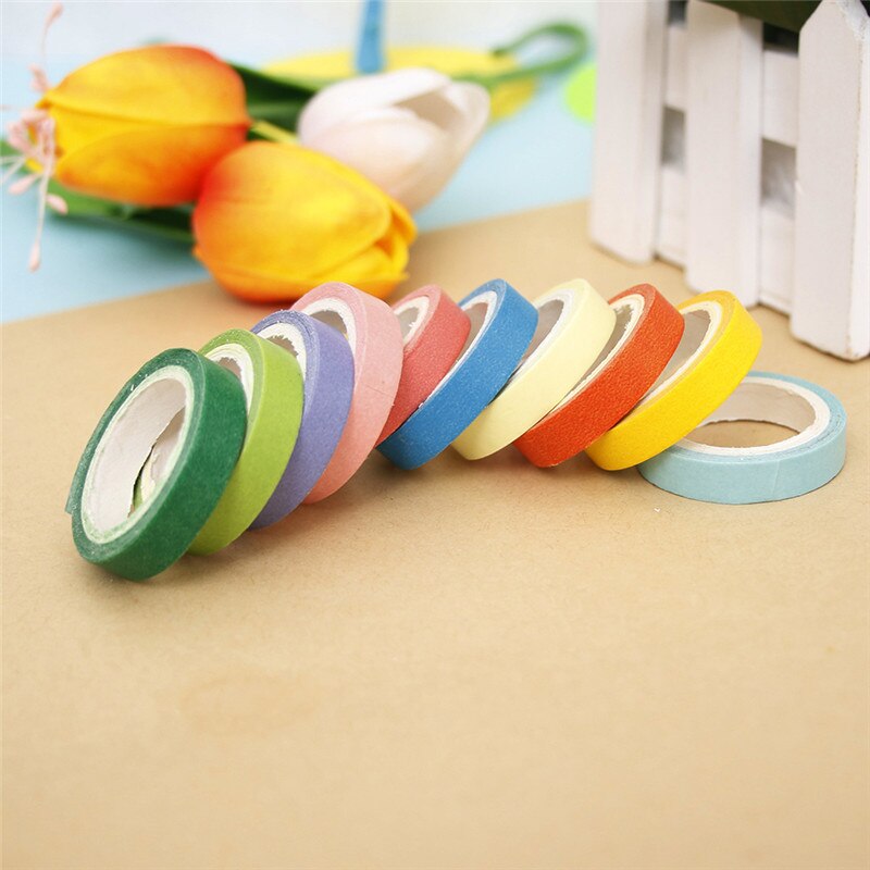 10 Pcs/Set Candy Color Washi Paper Tape Self Adhes... – Grandado