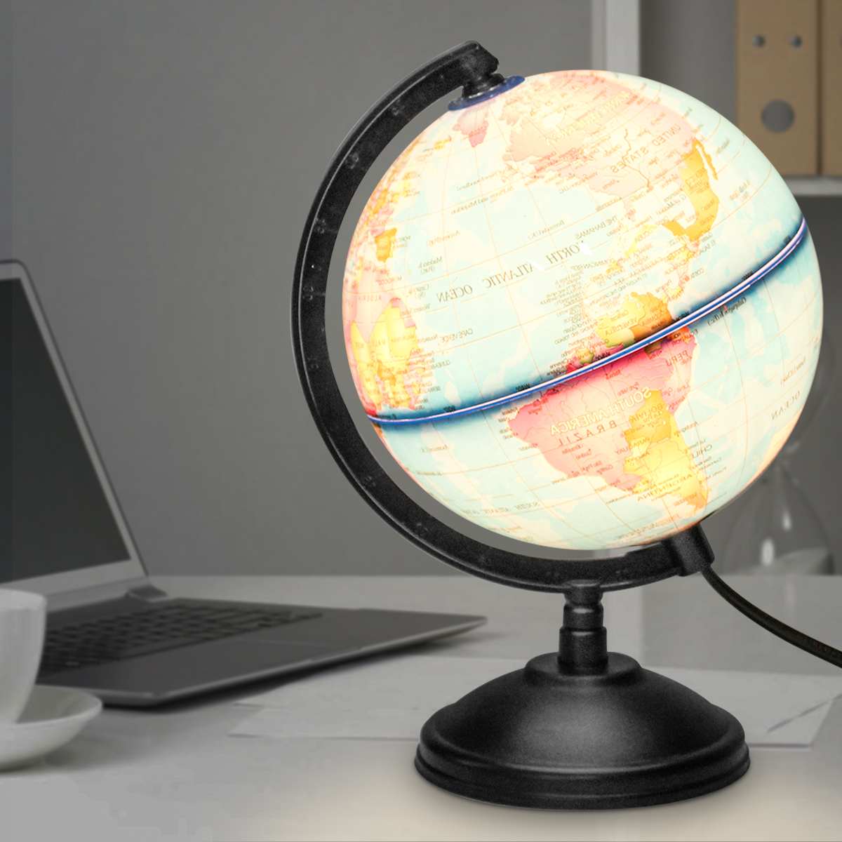 360 Rotation World Globe Map LED Light with Stand ... – Grandado