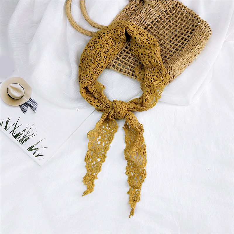 Hollow Floral Knit Lace Triangle Scarf Tassel Shaw... – Grandado