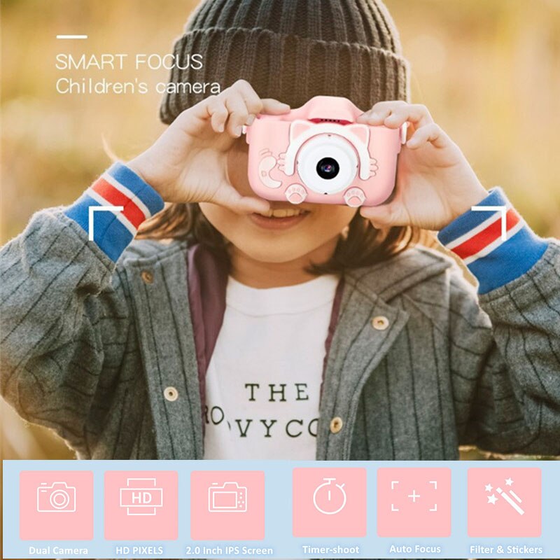Kids Cameras With Cute Cat Protective Shell Mini D... – Grandado