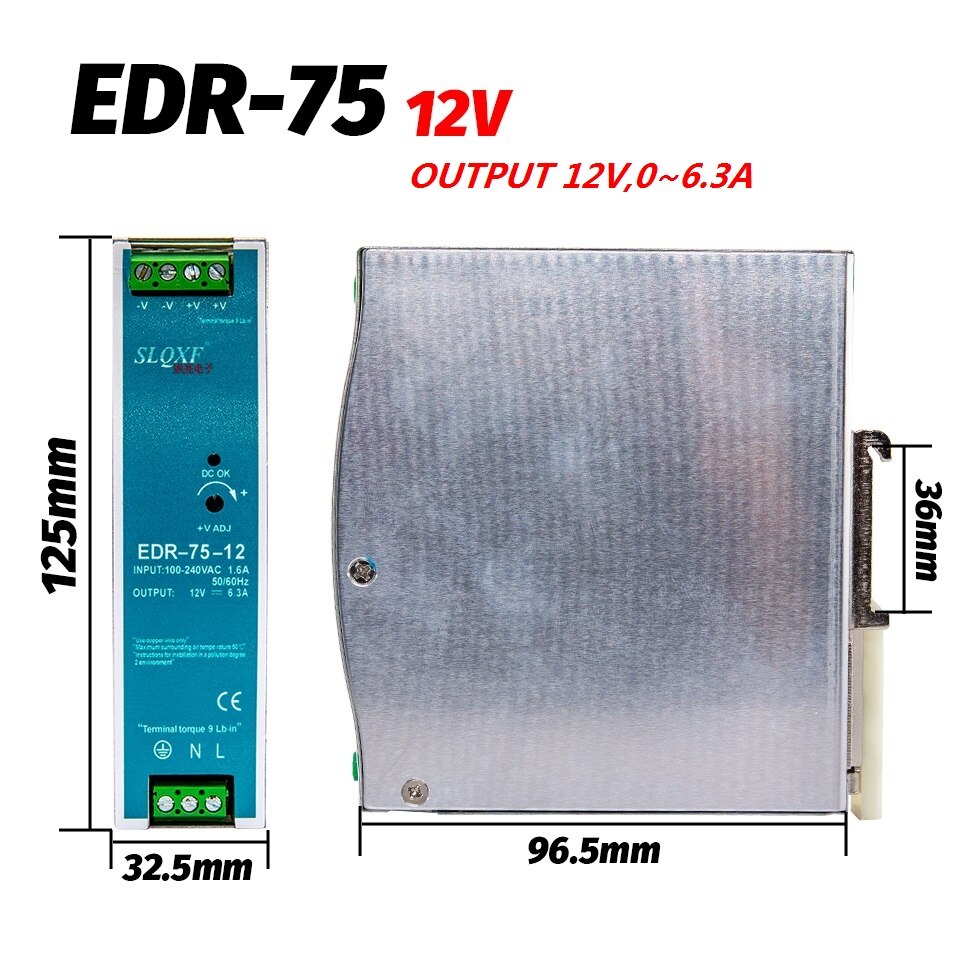 EDR-75 EDR-120 EDR-150 Single Output Din Rail Swit... – Vicedeal