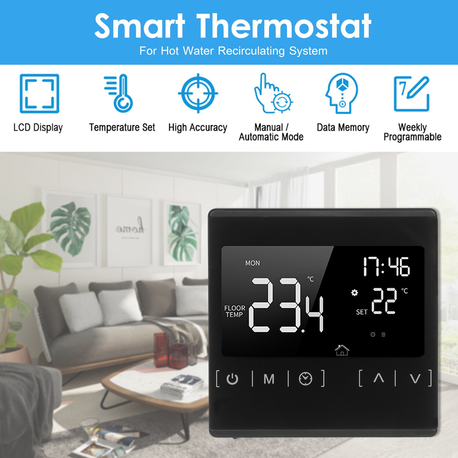 Smart Touchscreen Thermostat for Home Programmable... – Grandado