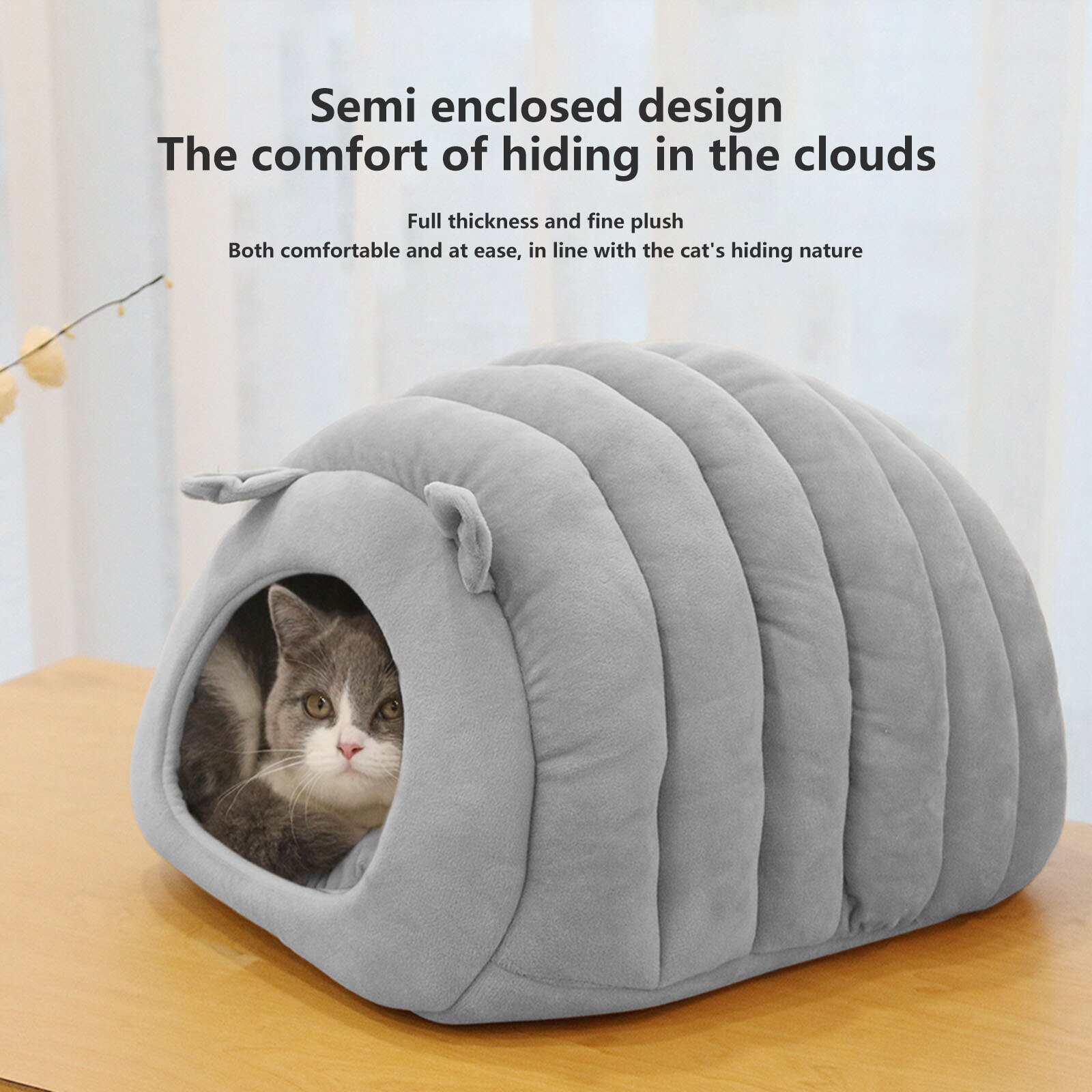 Pet Cat Bed Nest Warm Soft Velvet House for Dog Pu... – Grandado