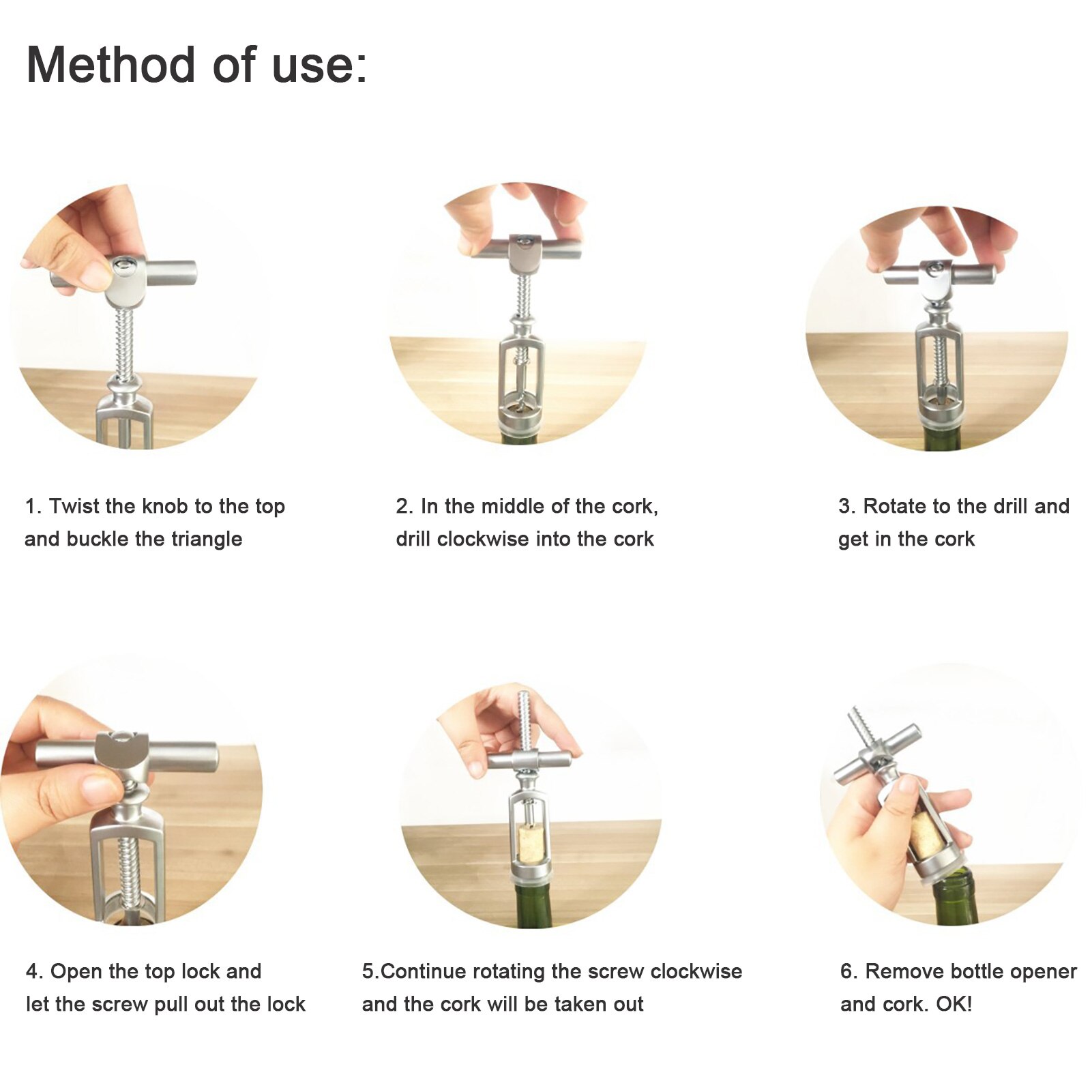 Corkscrew Wine Opener, Handheld Vintage Inspired C... – Grandado