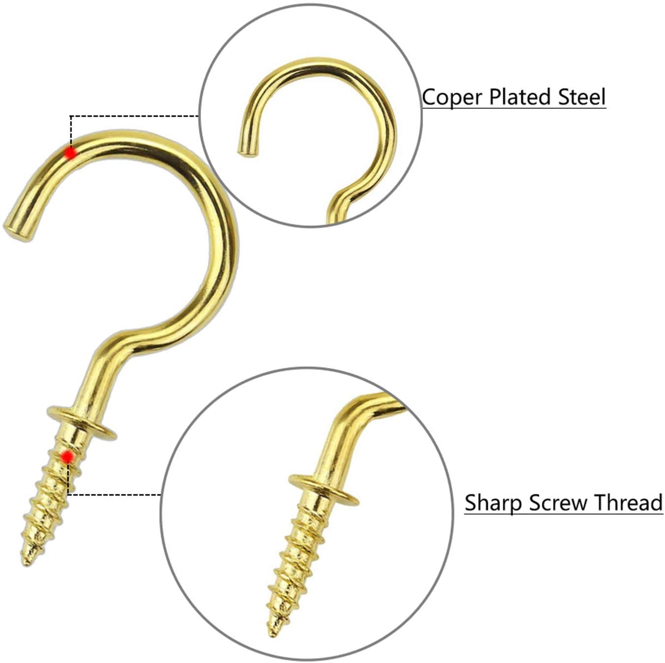 50pcs 1/2 5/8 3/4 Inch Screw Hooks Cup Hooks Home ... – Grandado